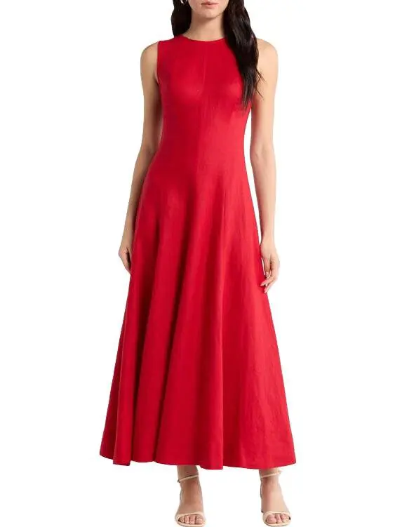 REFORMATION Cecila Sleeveless Linen Maxi Dress - Lipstick