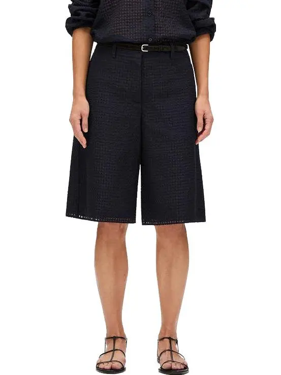 Another Tomorrow Gingham Bermuda Pant - Black