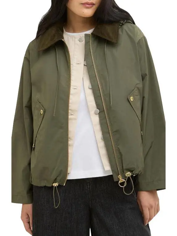 Barbour Weaver Water Repellent Hooded Jacket - Ivy Green/ancient