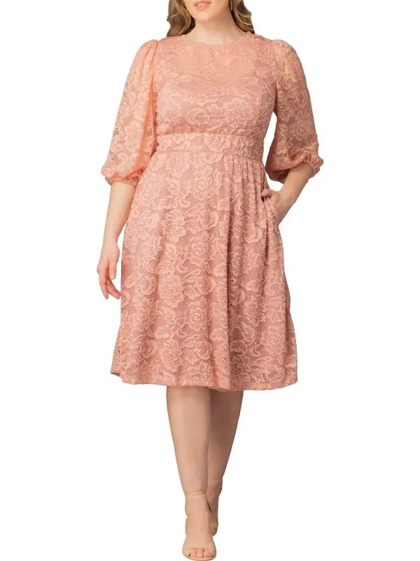 KIYONNA Hepburn Lace Cocktail Dress - Blush Pink