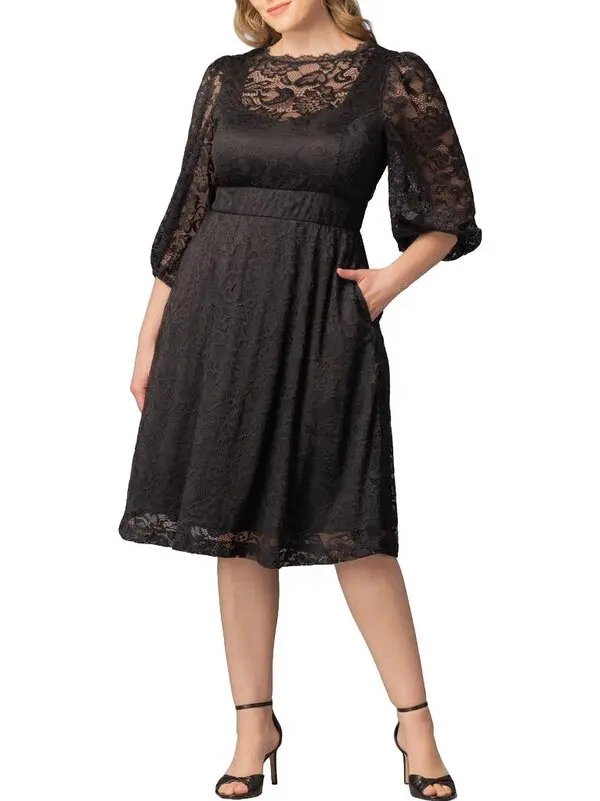 KIYONNA Hepburn Lace Cocktail Dress - Onyx