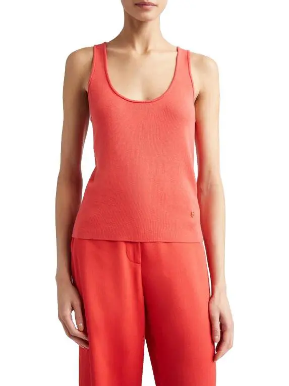 St. John Silk And Cotton Sweater Tank - Deep Coral