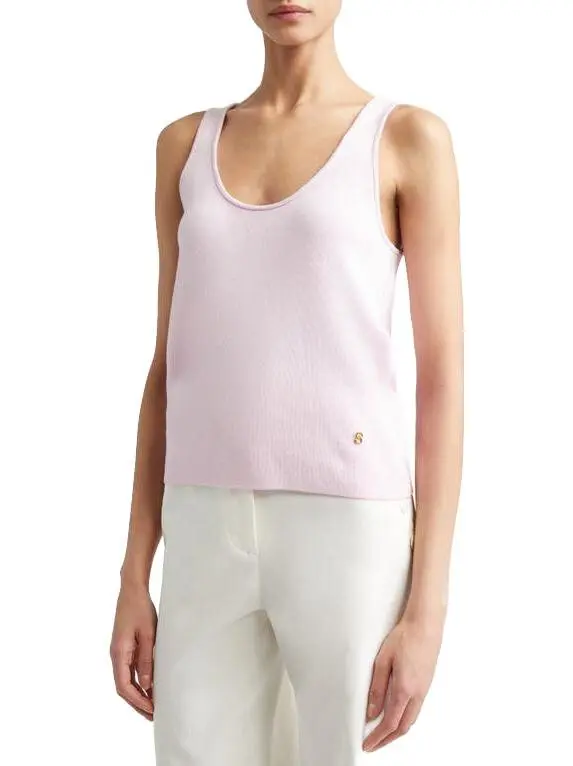 St. John Silk And Cotton Sweater Tank - Peony