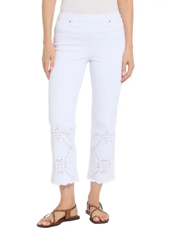 Lyssé Billie Eyelet Pull-on Crop Jeans - White