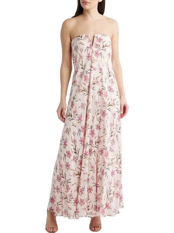 Parker The Emerson Floral Strapless Maxi Dress - Barely Pink