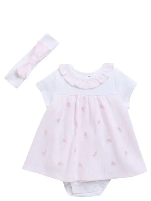 LITTLE ME Popover Dress & Headband Set - Pink