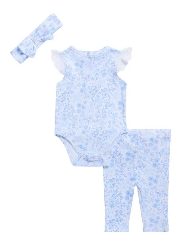 LITTLE ME Cotton Floral Bodysuit - Blue Floral