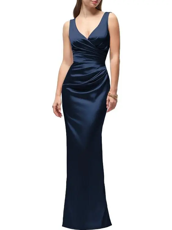 After Six Valentina Stretch Charmeuse Column Gown - Midnight