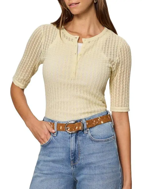 Sanctuary Pointelle Sweater - Lemon Drop Yellow