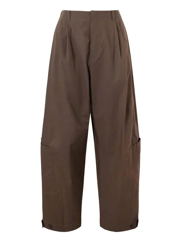 AMOMENTO Cotton-blend Wide-leg Trousers - Brown