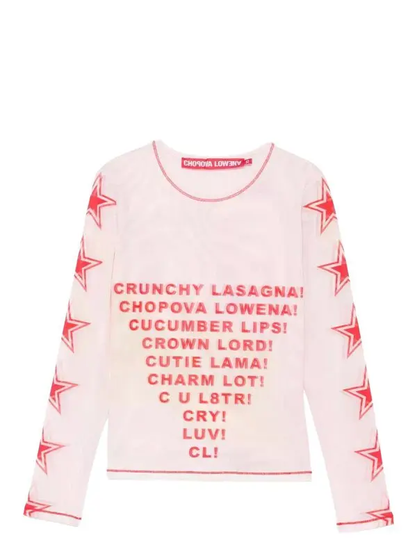 CHOPOVA LOWENA Text Print Top - Pink