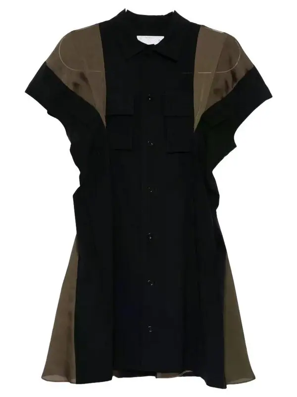 Sacai Short-sleeve Dress With Pockets - Black