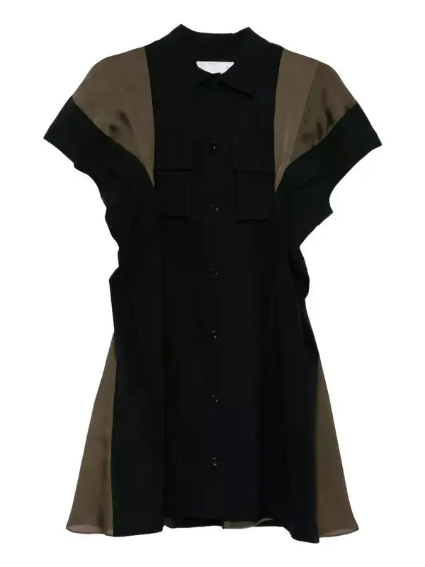 Sacai Short-sleeve Dress With Pockets - Black