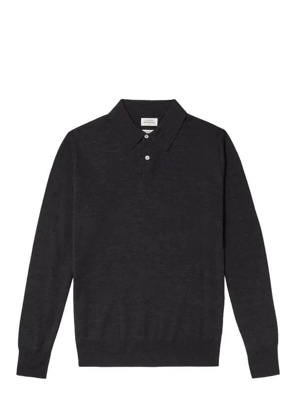 Hartford Merino Wool Polo Shirt - Black