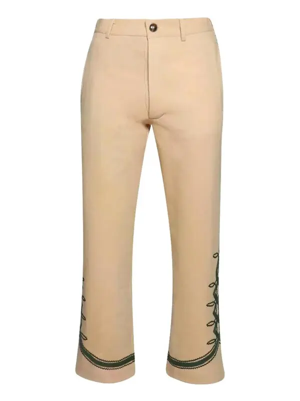 BAZISZT Baya Floral-embellished Trousers - Neutrals