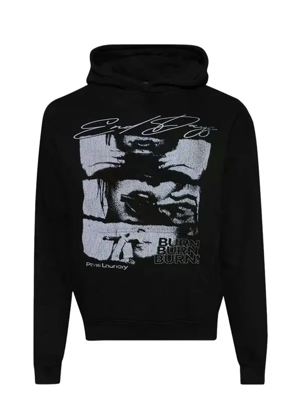 PARIS LAUNDRY Oversized Graphic Hoodie - Black