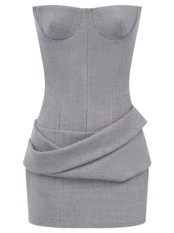 Alex Perry Cupped Draped Mini Dress - Grey