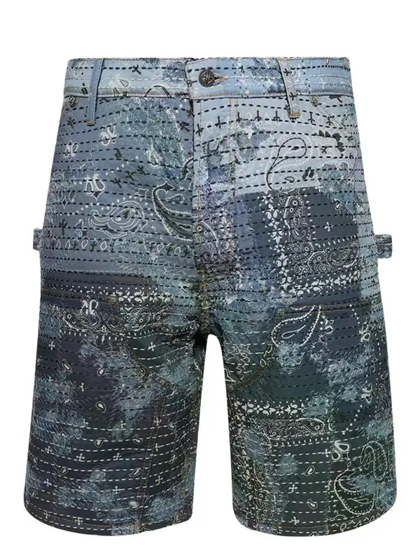 PARIS LAUNDRY Bandana Print Carpenter Shorts - Blue