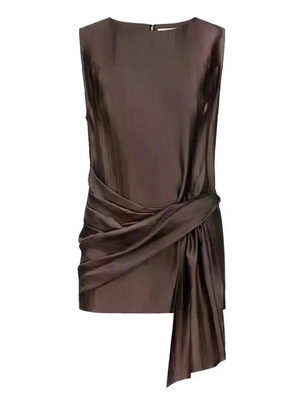Loulou De Saison Fonda Draped Asymmetric Top - Brown