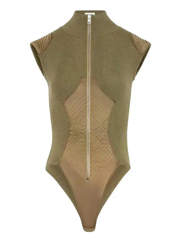 JEAN PAUL GAULTIER Ribbed Zipped Bodysuit - Green