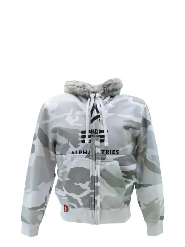 PROTOTYPES Camouflage Print Zip-up Hoodie - White