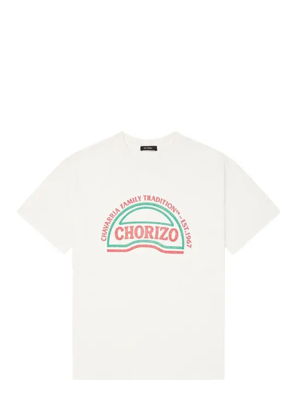 WILLY CHAVARRIA Chorizo Logo-print Cotton-jersey T-shirt - Neutrals