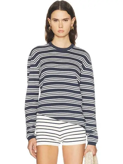 EAVES Cydnee Striped Oversized Sweater - Navy Multi