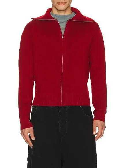ENTIRE STUDIOS Zip Up Knit Jacket - Cherry