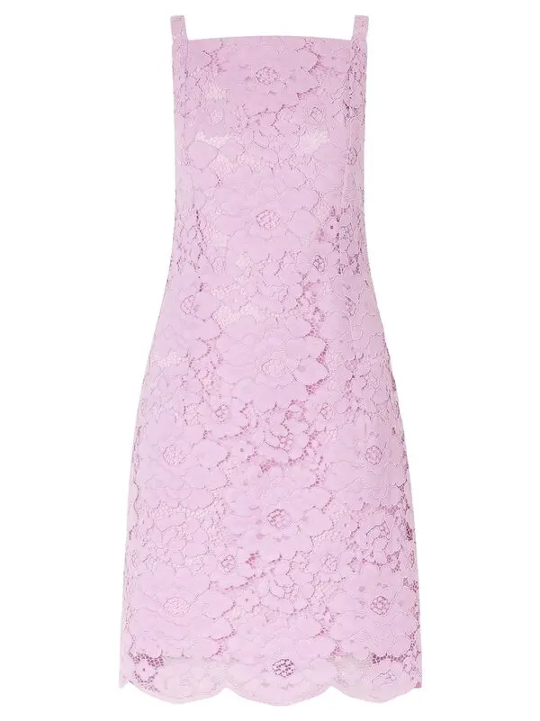 PATOU Floral Embroidered Guipure Lace Midi Dress - Pink