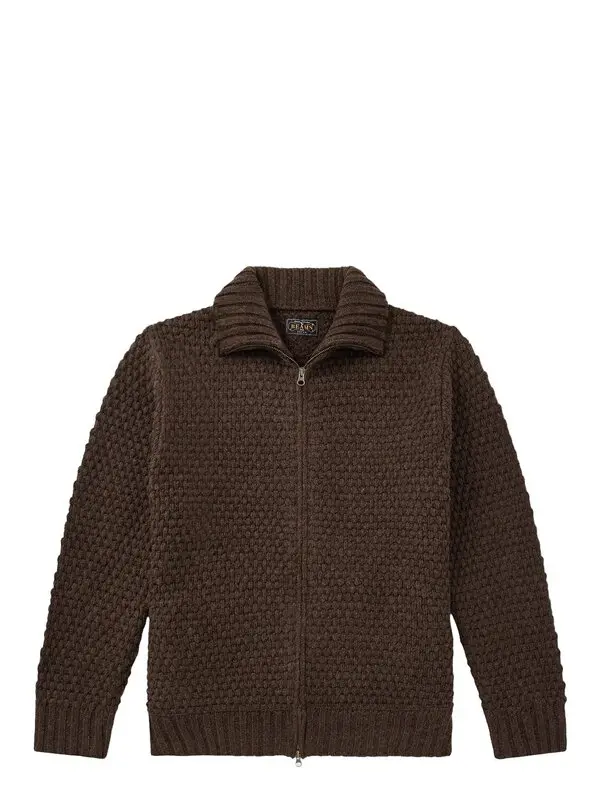 BEAMS Zip-up Wool Sweater - Brown