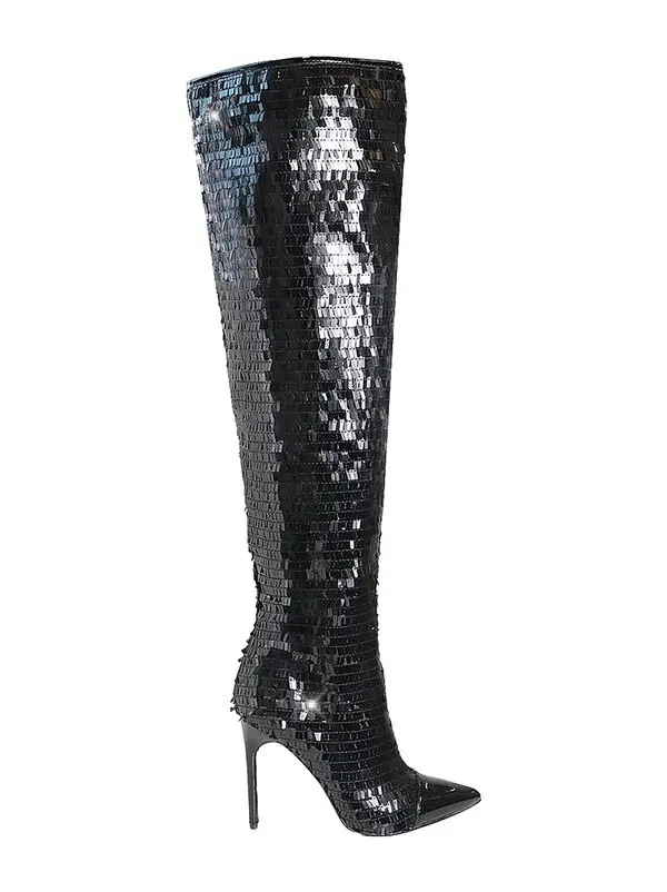 Frederick's Of Hollywood Vitoria Sequin Knee High Boots - Black