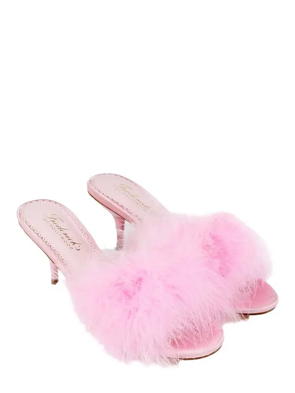 Frederick's Of Hollywood Luxor Feather Mules - Baby Pink