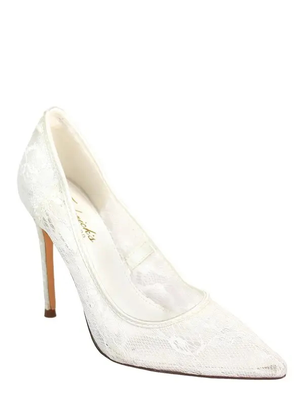 Frederick's Of Hollywood Lace Pointed-toe Pump - White