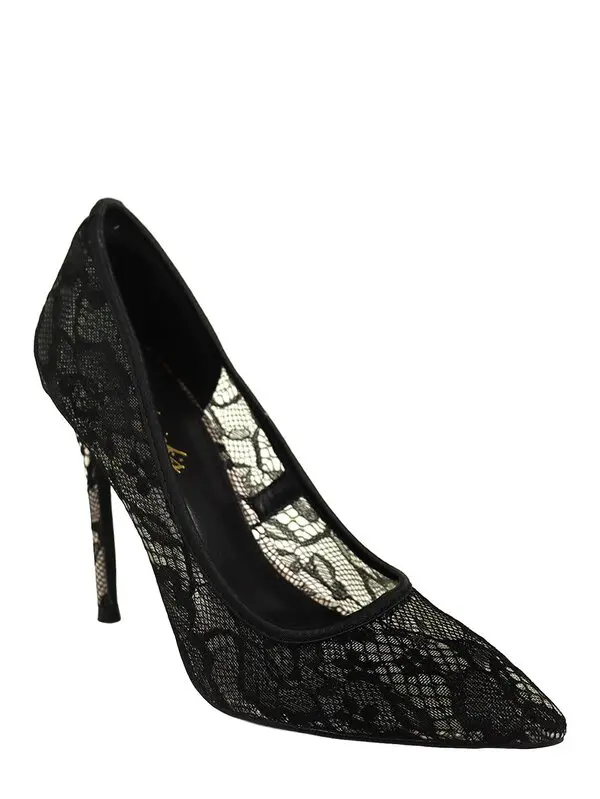 Frederick's Of Hollywood Danielle Pointed-toe Lace Pump - Black