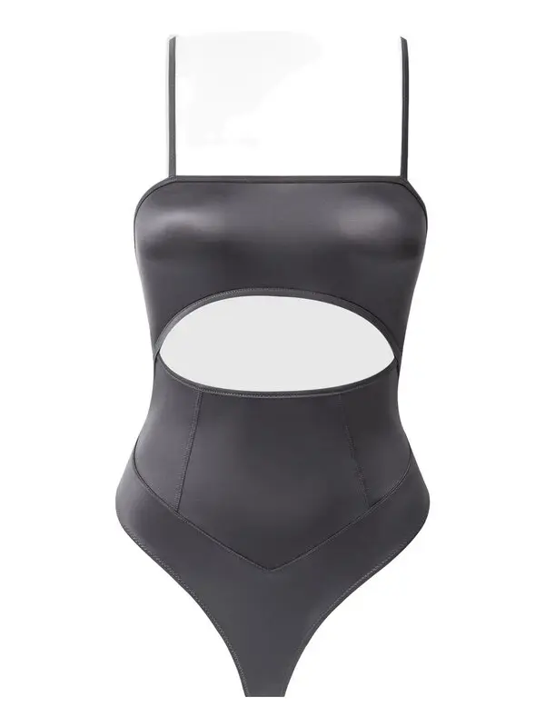 Frederick's Of Hollywood Neev Oil Slick Cutout Bodysuit - Graphite