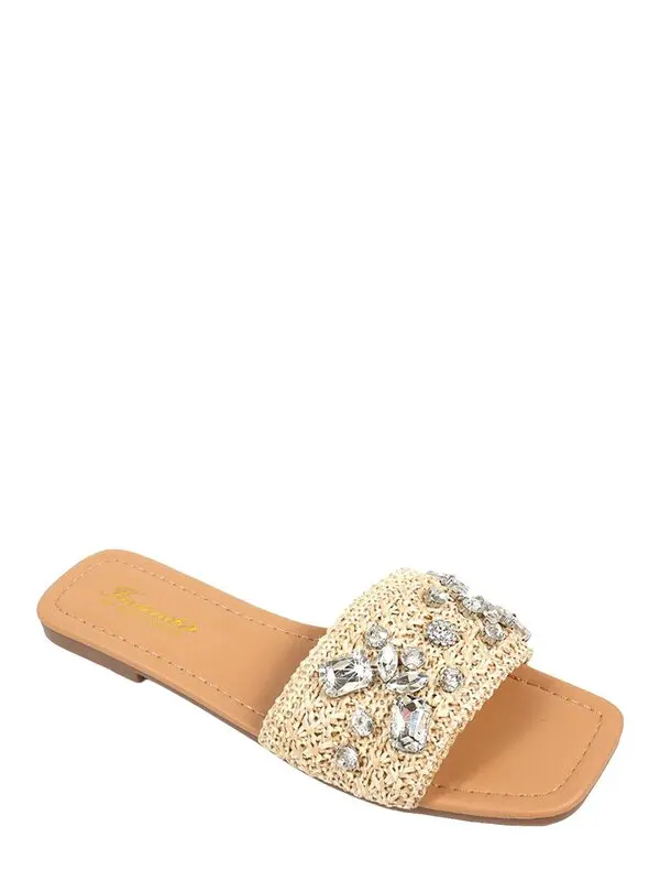 Frederick's Of Hollywood Valli Rhinestone Sandal - Beige