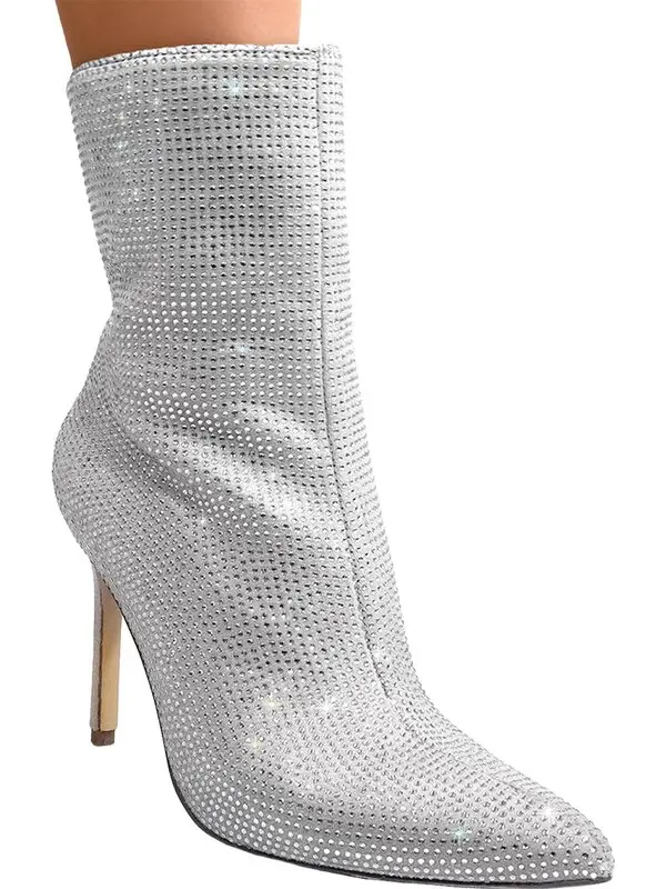 Frederick's Of Hollywood Nadia Rhinestone Boot - Silver