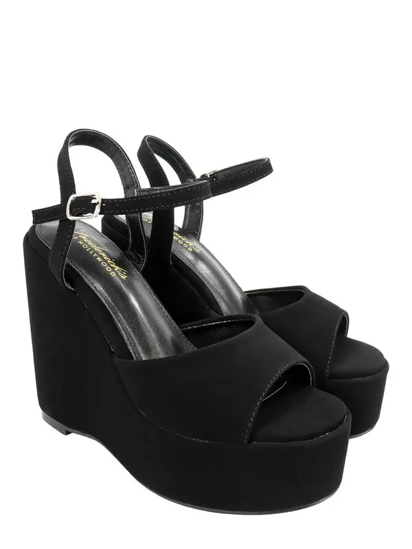 Frederick's Of Hollywood Platform Wedge Heels - Black
