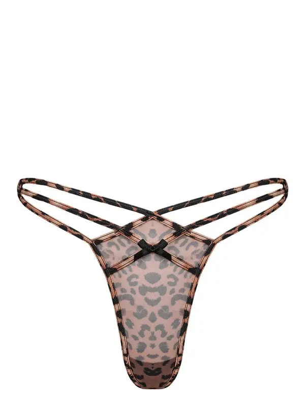 Frederick's Of Hollywood Kaia Mesh Strappy & Backless Hipster - Leopard