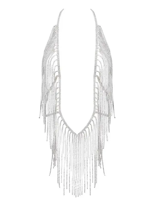 Frederick's Of Hollywood Ziggy Rhinestone Fringe Teddy - Silver