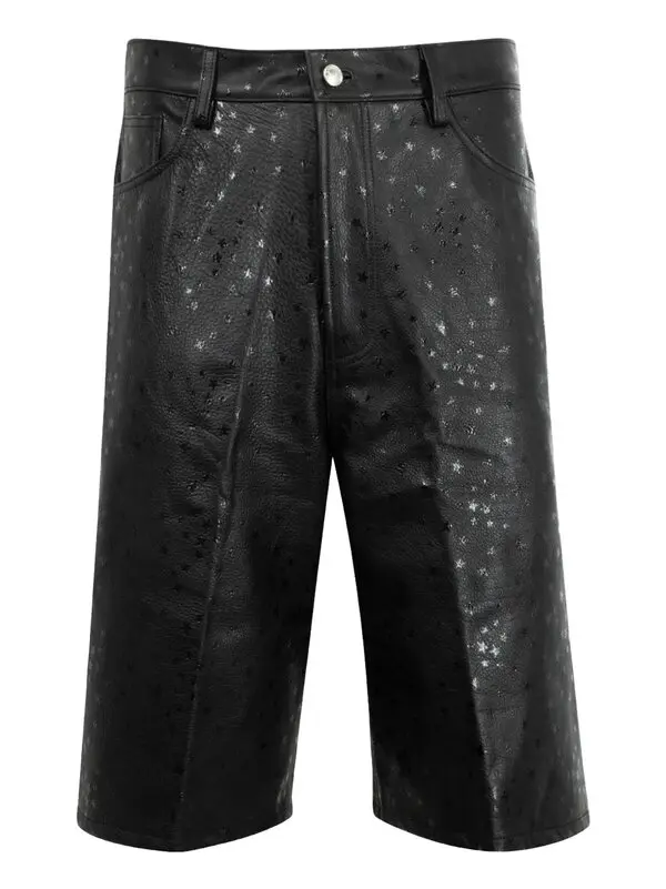 NAHMIAS Star-print Leather Cargo Shorts - Black