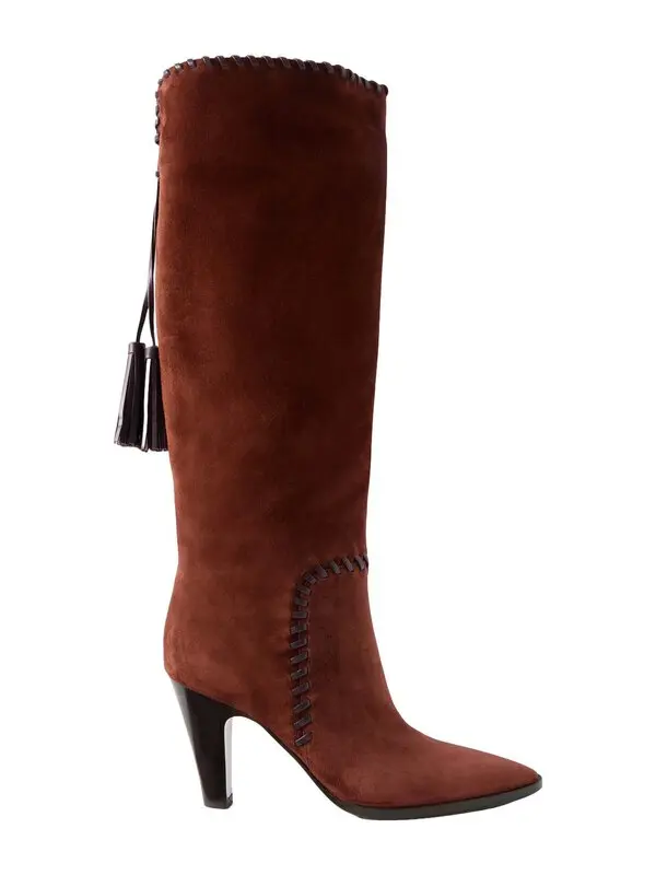 GIANVITO ROSSI Zaira Tasseled Knee Boots - Brown