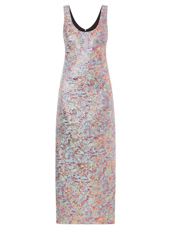 Dries Van Noten Brocade Maxi Dress - Blue