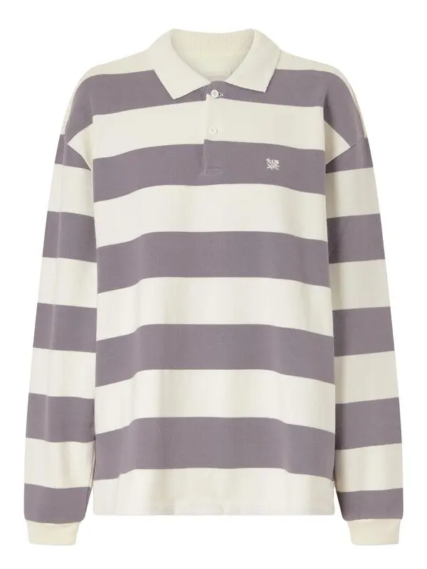 Aimé Leon Dore Striped Cotton-jersey Polo Sweater - Gray
