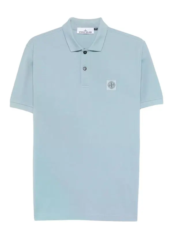 Stone Island Buttoned Logo-patch Polo Shirt - Blue