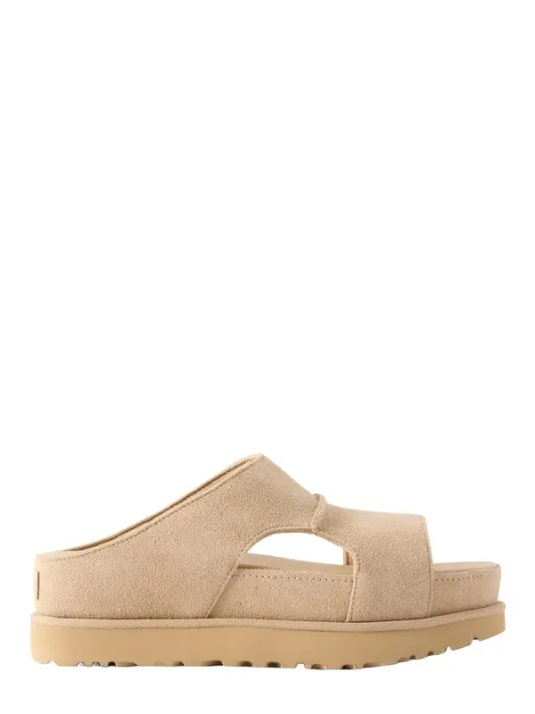 UGG Goldenstar Hi Cutout Suede Slides - Brown