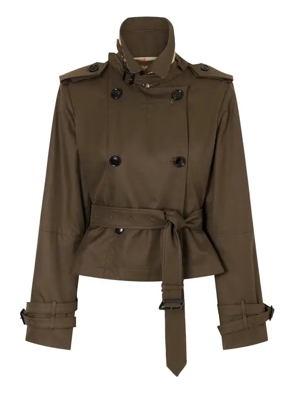 Burberry Belted Cotton-gabardine Jacket - Green