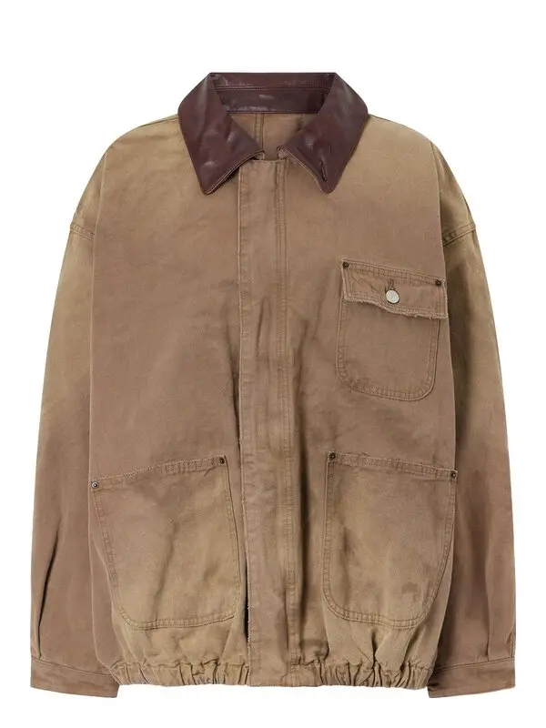 SSSTEIN Sulfur Leather-trimmed Cotton-canvas Jacket - Neutrals