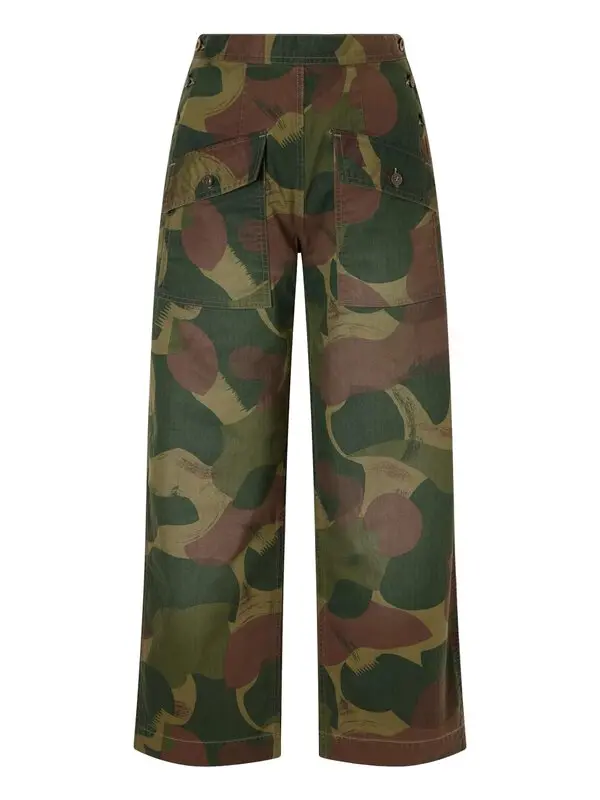 Ralph Lauren Camouflage-print Cotton Wide-leg Pants - Army Green
