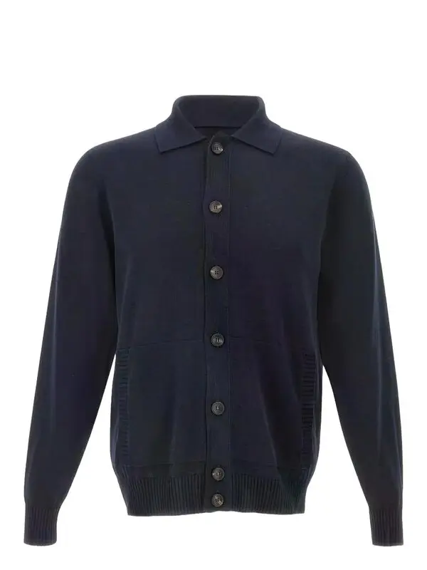 FILIPPO DE LAURENTIIS Polo-collar Button-front Cardigan - Blue